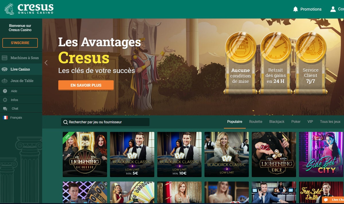 Avis Cresus Casino 2024 : Revue du meilleur casino en live